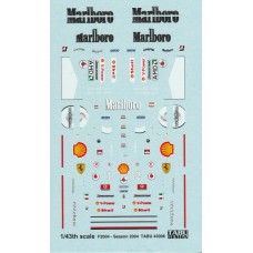 Tabu Design Ferrari F2004 Decal Set 1:43rd scale